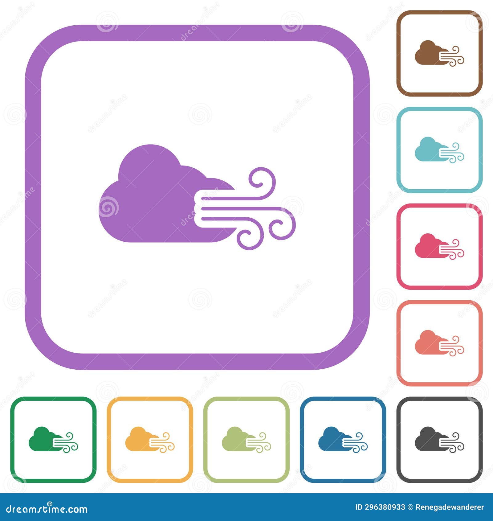 Windy weather simple icons stock vector. Illustration of outlines ...
