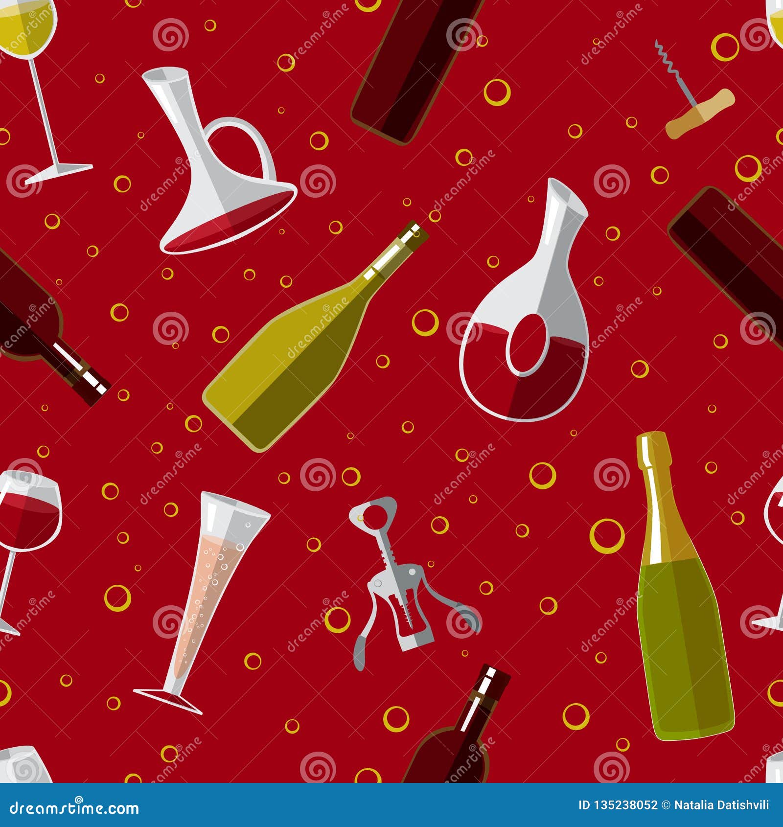 Wine Seamless Vector Pattern Stock Vector - Illustration of alcohol ...