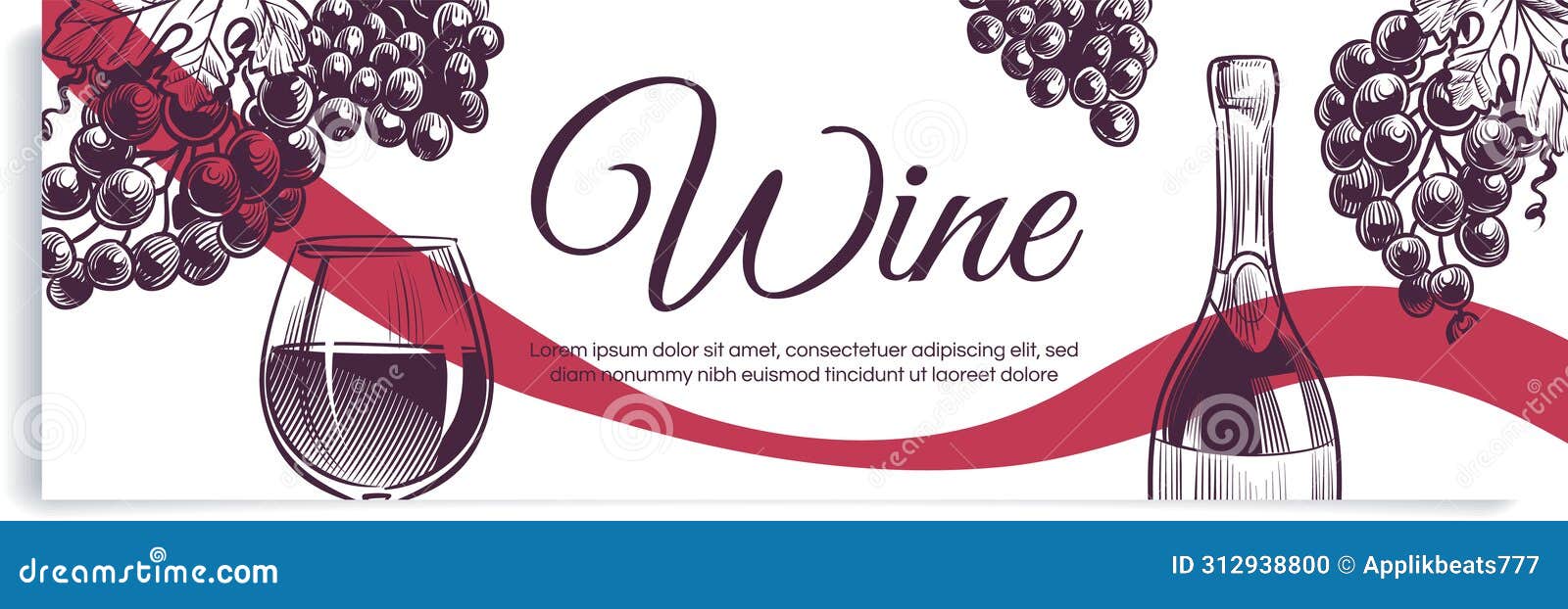 Wine Banner. Horizontal Template with Glass Engraving Stock Vector ...