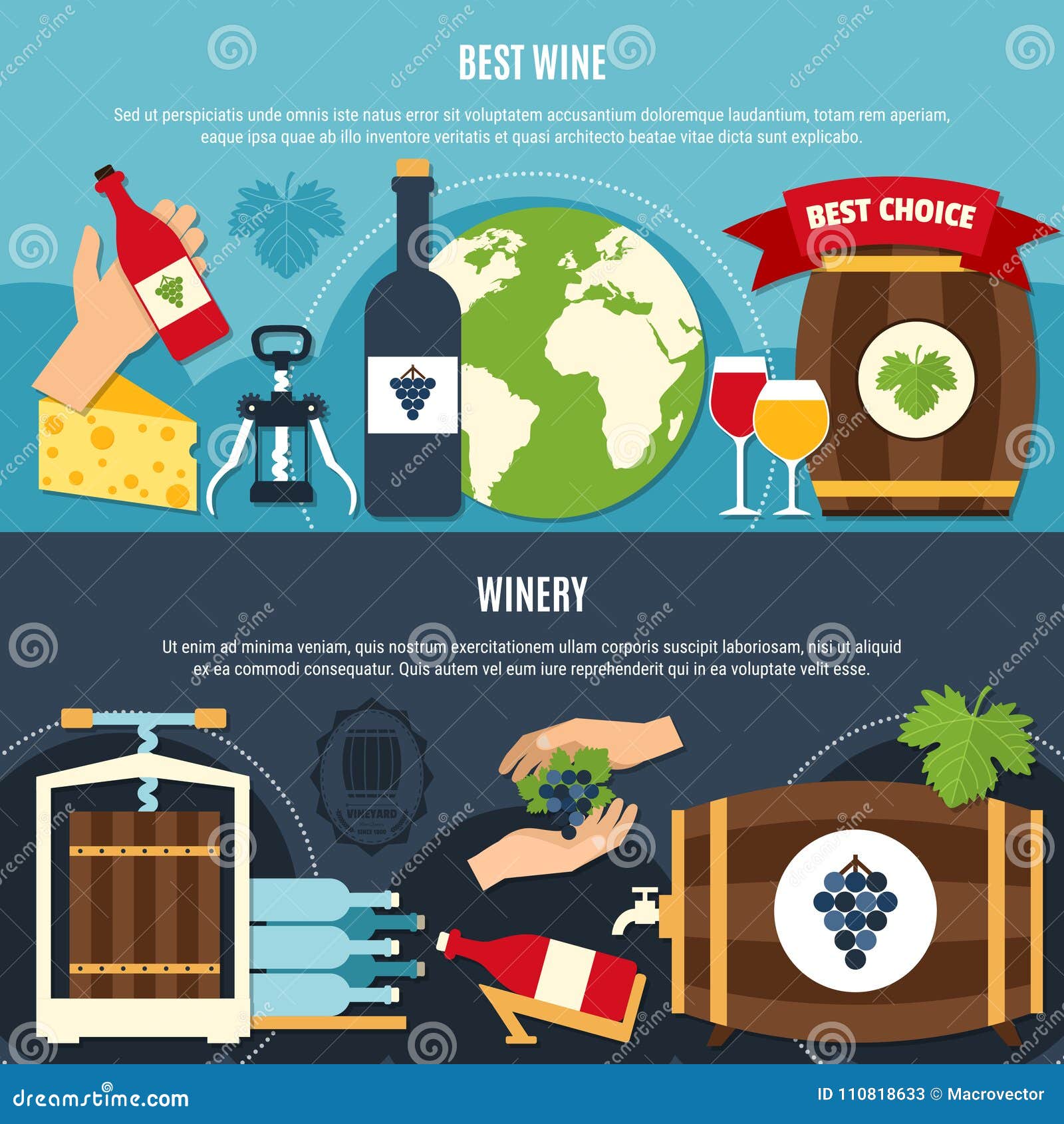 Wine Banners Set stock vector. Illustration of degustation - 110818633