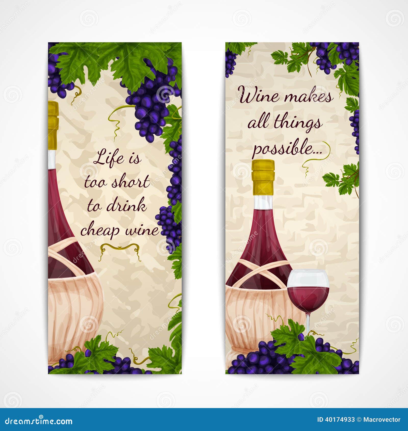 Wine banners vertical stock vector. Illustration of bottle - 40174933
