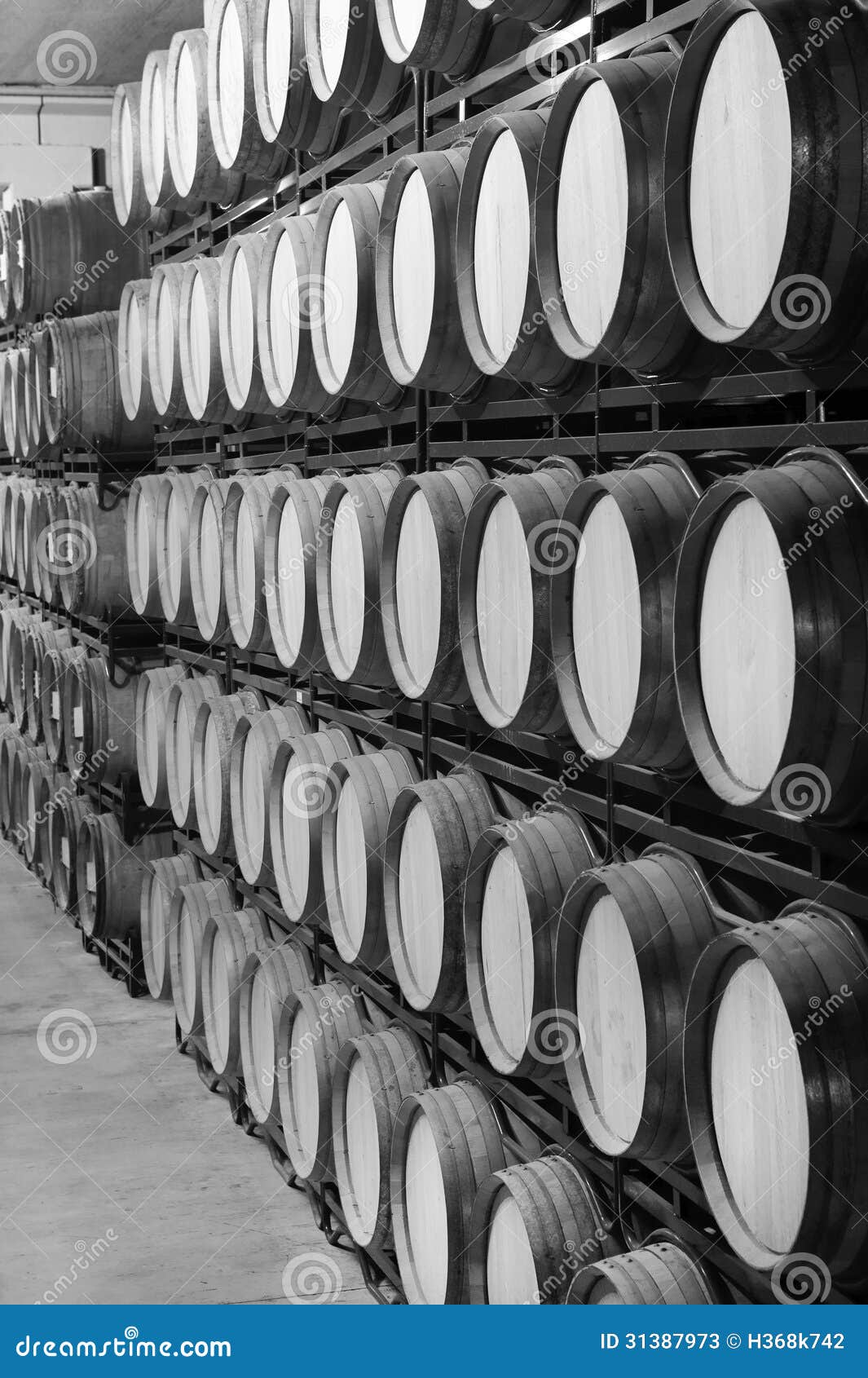 Wine Barrels in an Aging Cellar Stock Image - Image of culture ...