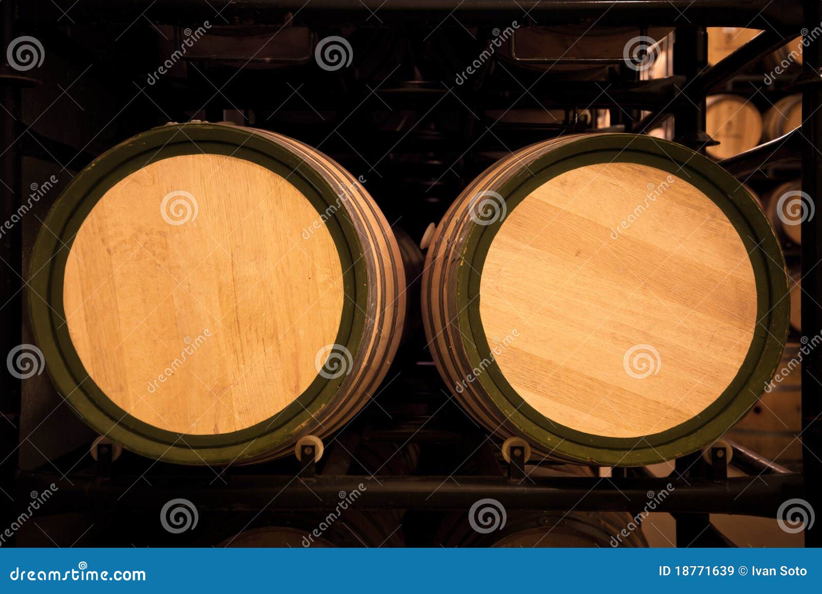 Wine Barrels Front in an Aging Cellar Stock Image - Image of factory ...
