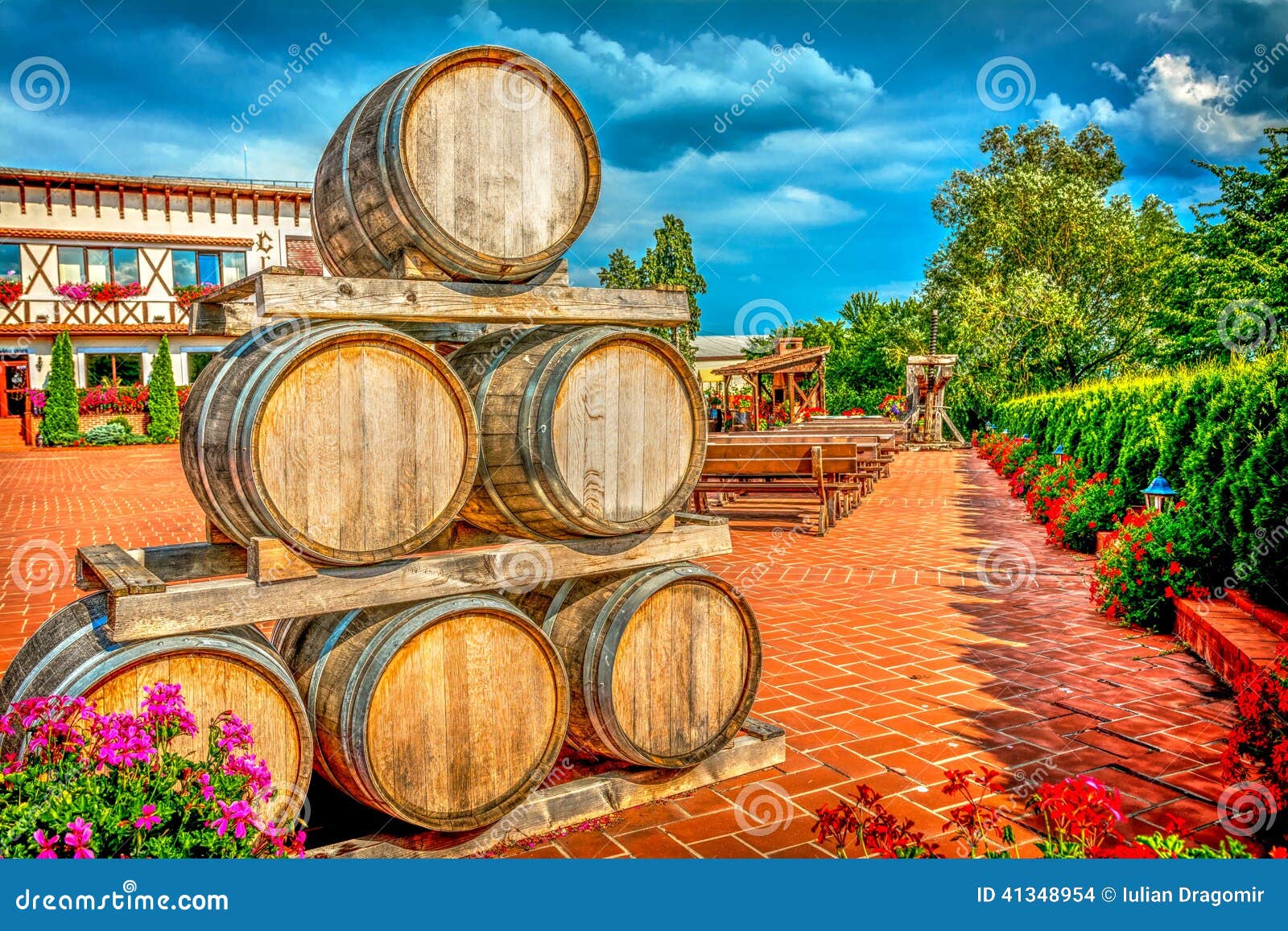 Wine Barrels stock photo. Image of travel, blue, barrels - 41348954