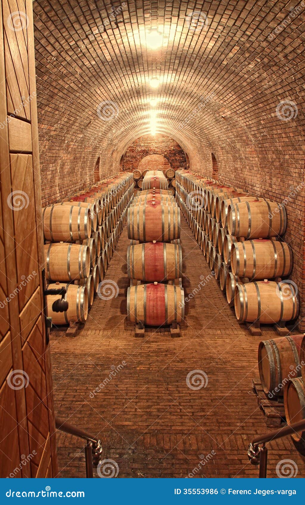 Wine barrels in a row stock photo. Image of cask, container - 35553986