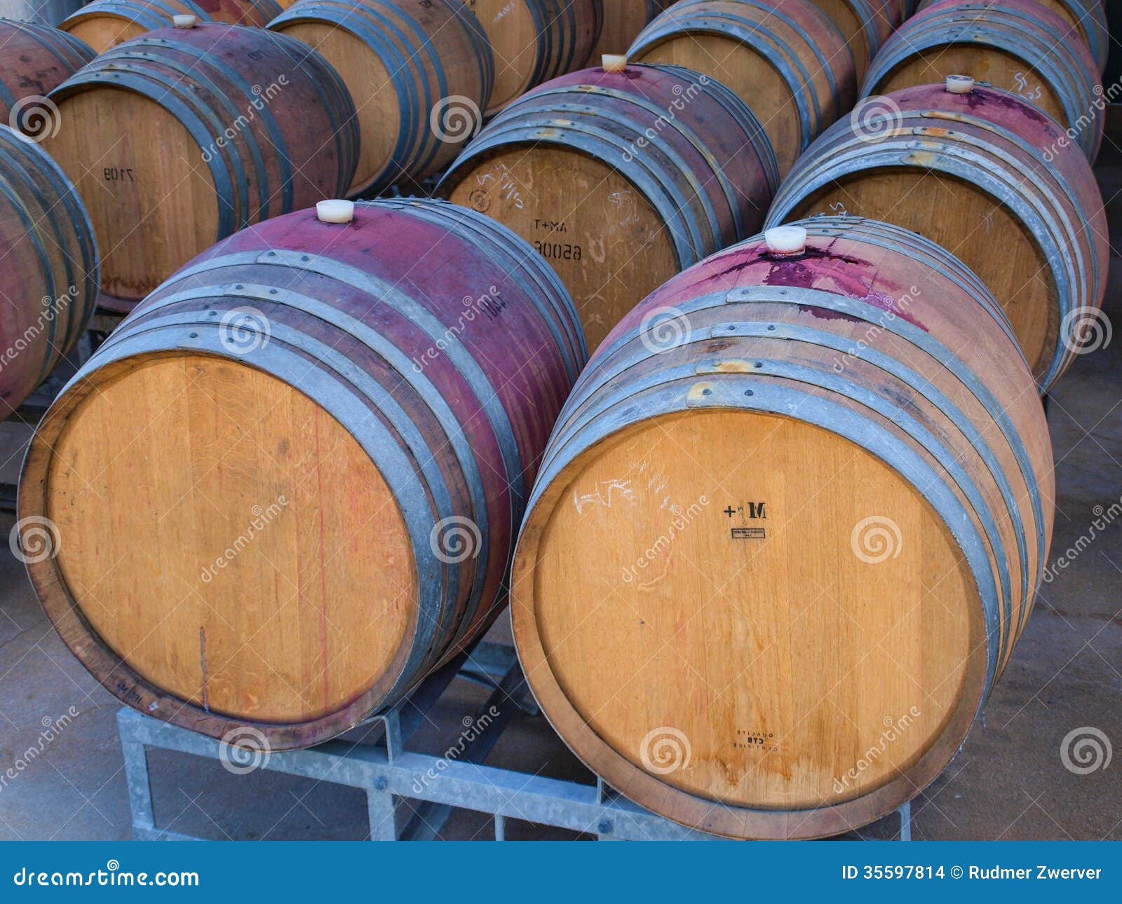 Wine barrels in rows stock photo. Image of history, grower - 35597814