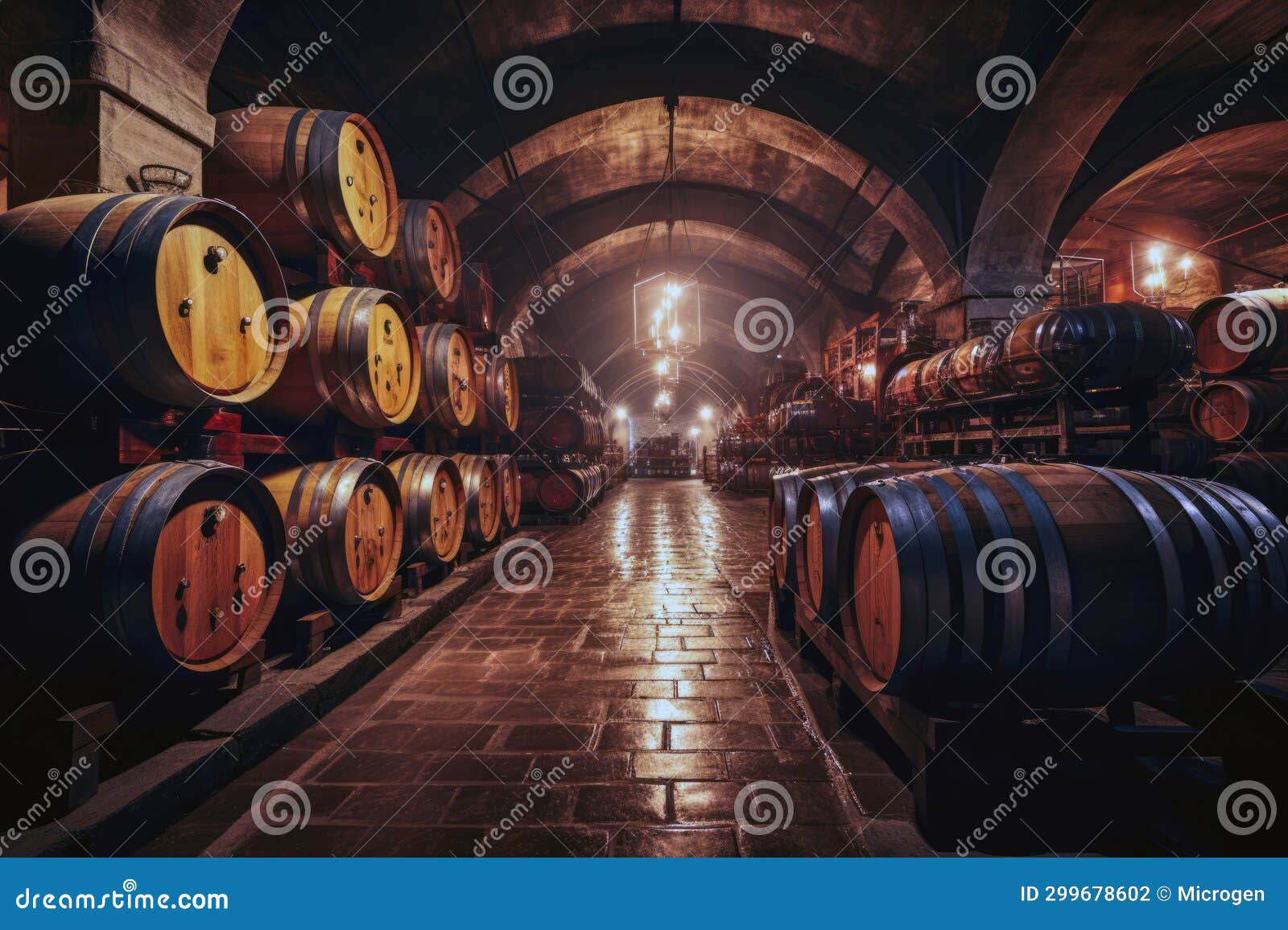 Wine Barrels Showcasing the Art of Wine Maturation in Oak Barrels Stock ...