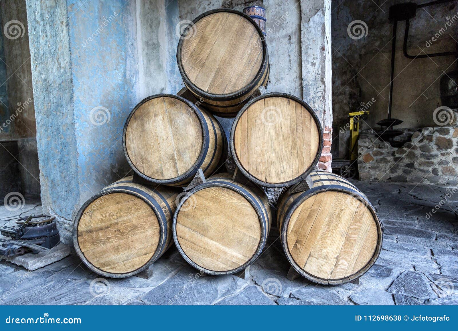 Wine barrels stacked stock photo. Image of vine, flavor - 112698638
