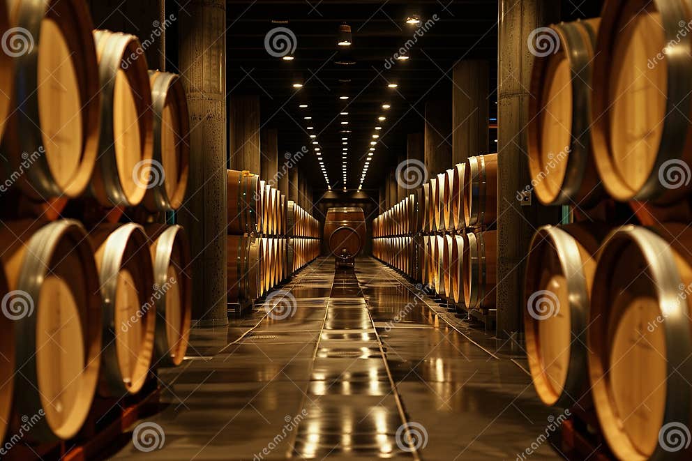 Wine Barrels in Wine-vaults in Order Stock Photo - Image of vintage ...