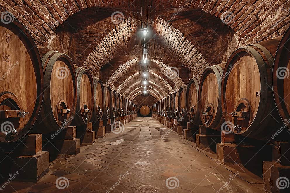Wine Barrels in Wine-vaults in Order Stock Photo - Image of barrels ...