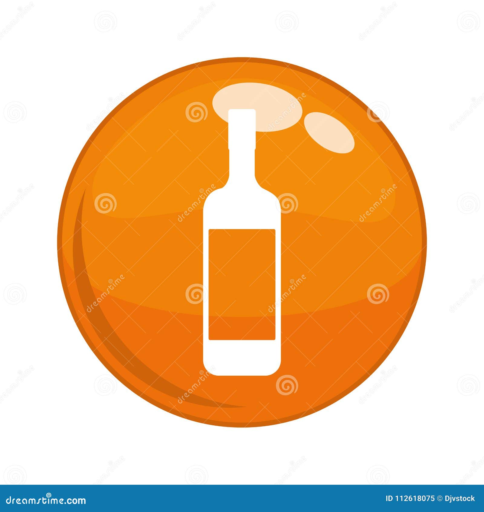 Wine bottle button icon stock vector. Illustration of celebrate - 112618075