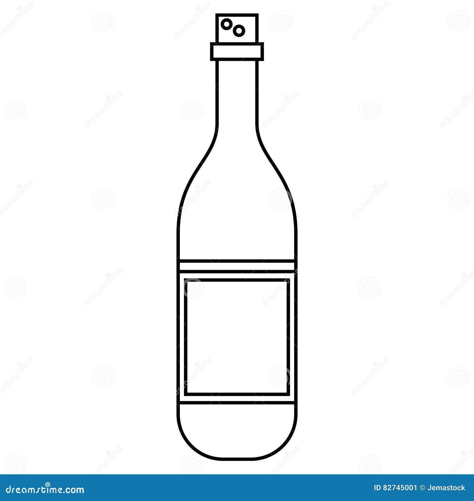 Wine Bottle with Cork Empty Label Outline Stock Vector - Illustration ...