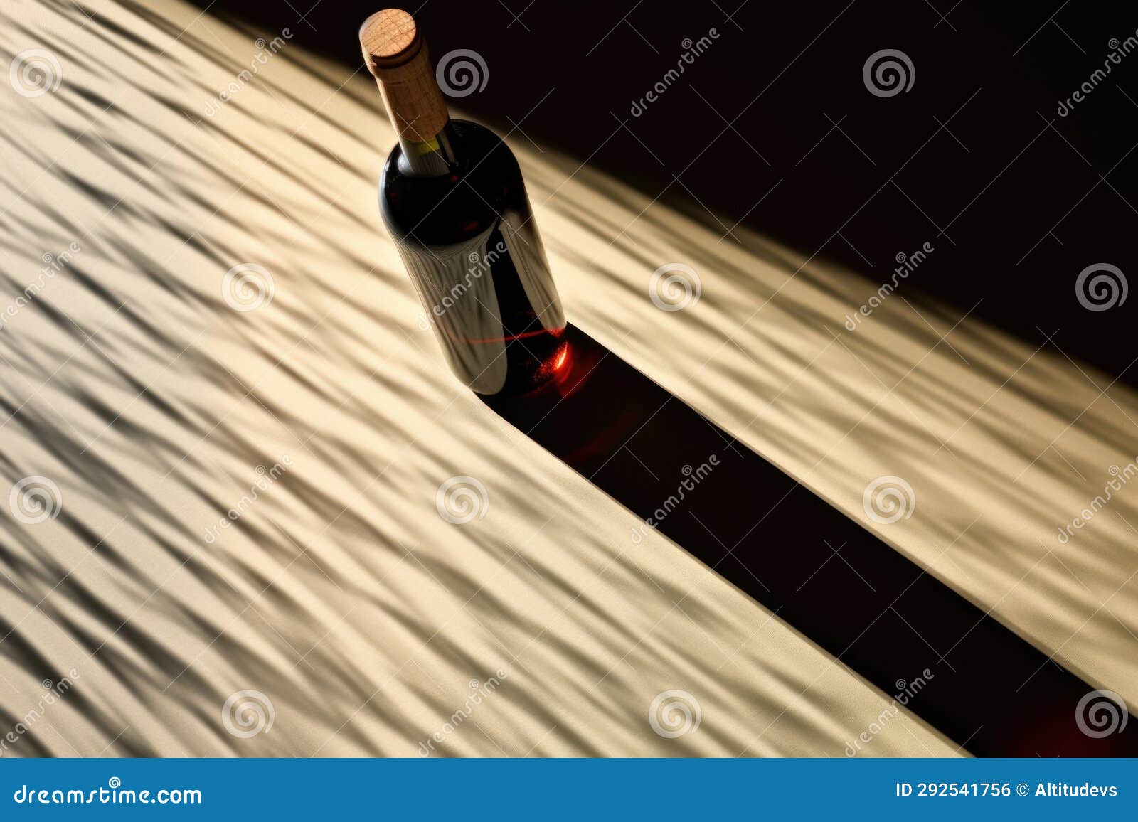 Wine Bottle at a Diagonal Angle Casting Long Shadows Stock Illustration ...