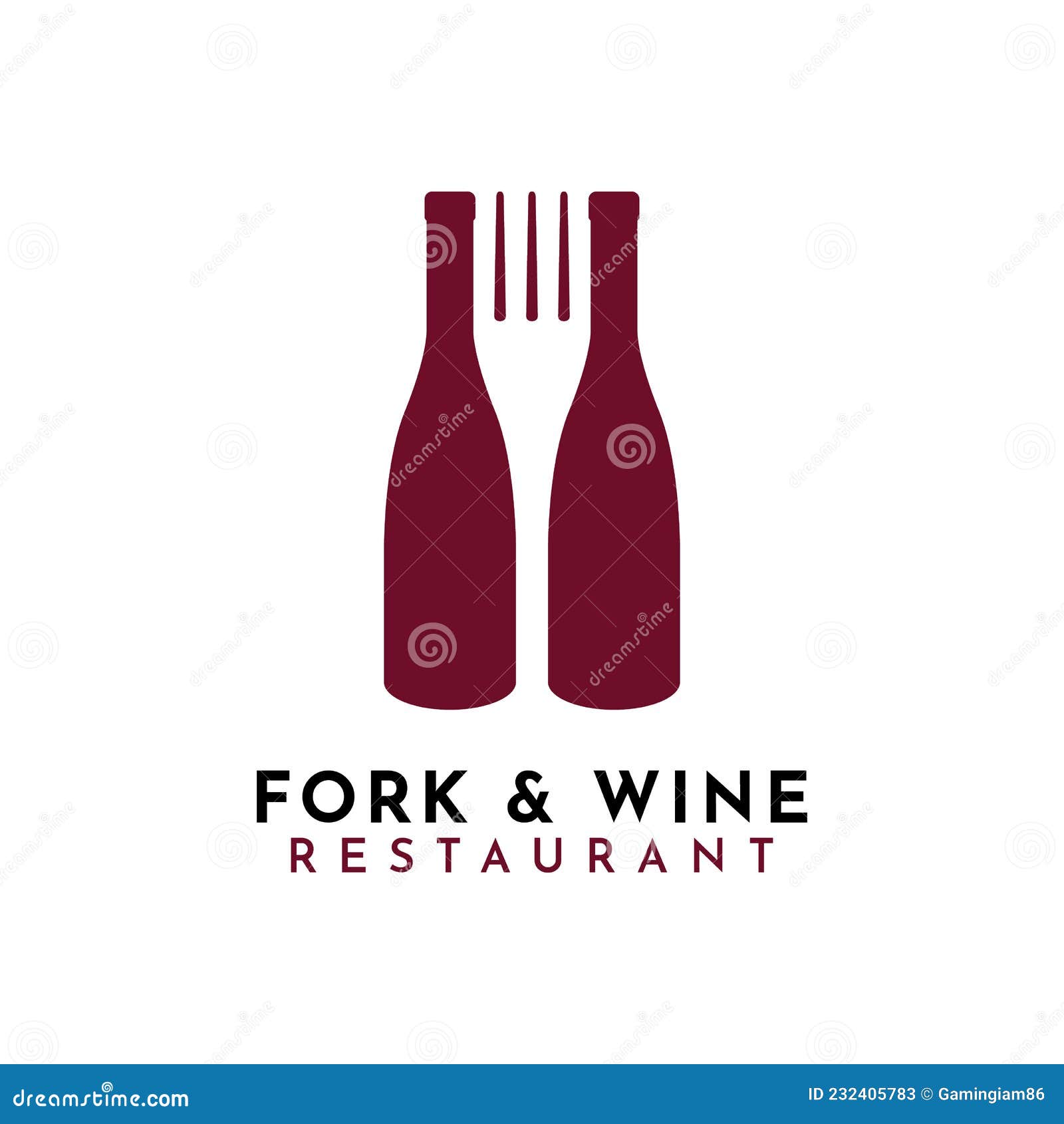 Wine Bottle and Fork Logo Design Stock Vector - Illustration of dish ...