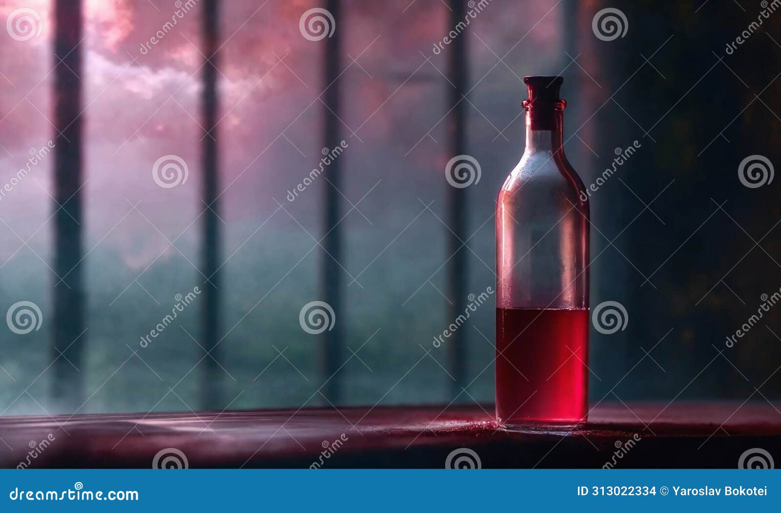 Wine Bottle and Glass. Background Light Effect Casuistry from Colored ...
