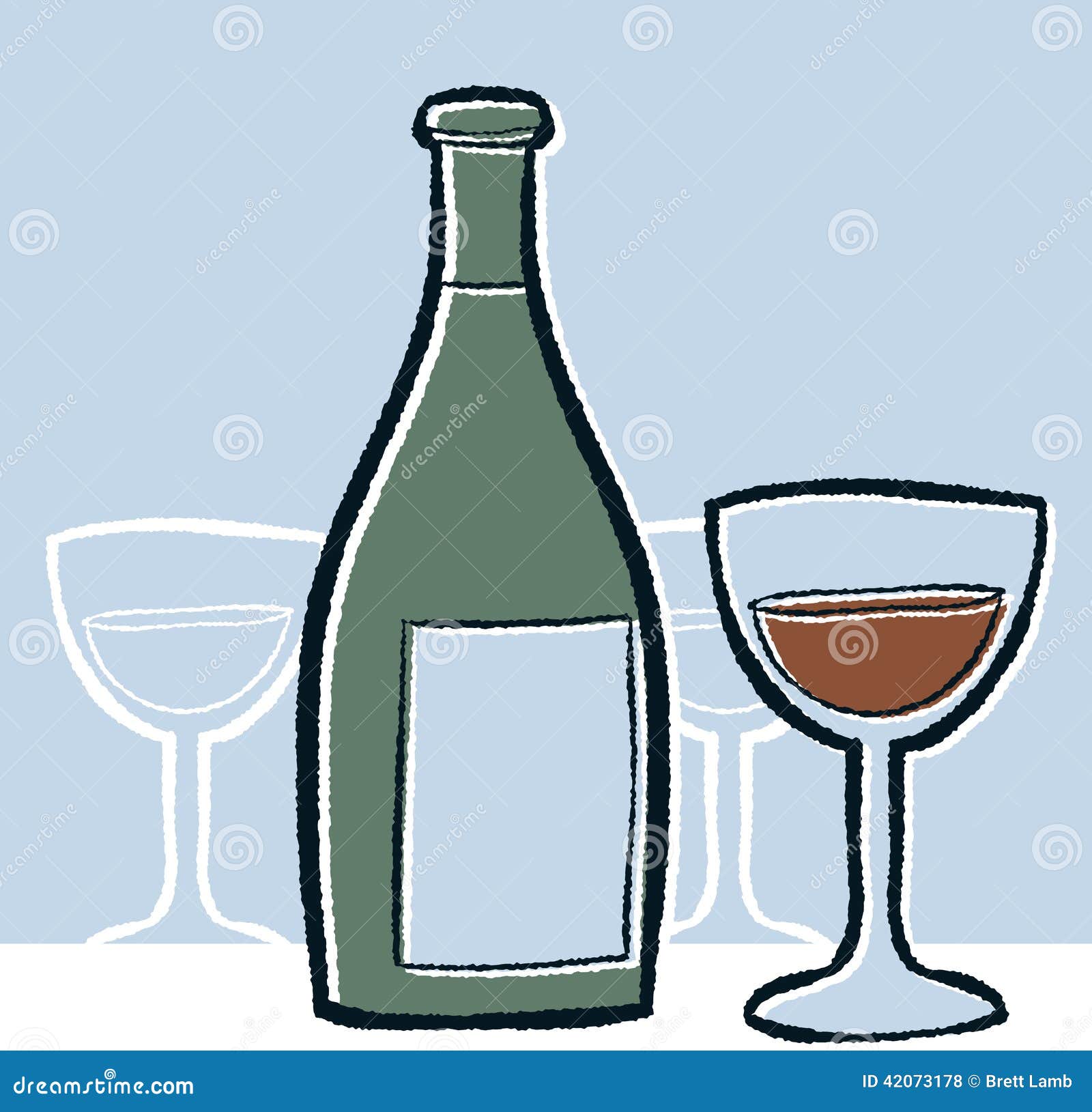 Wine Bottle and Glass stock illustration. Illustration of celebration ...
