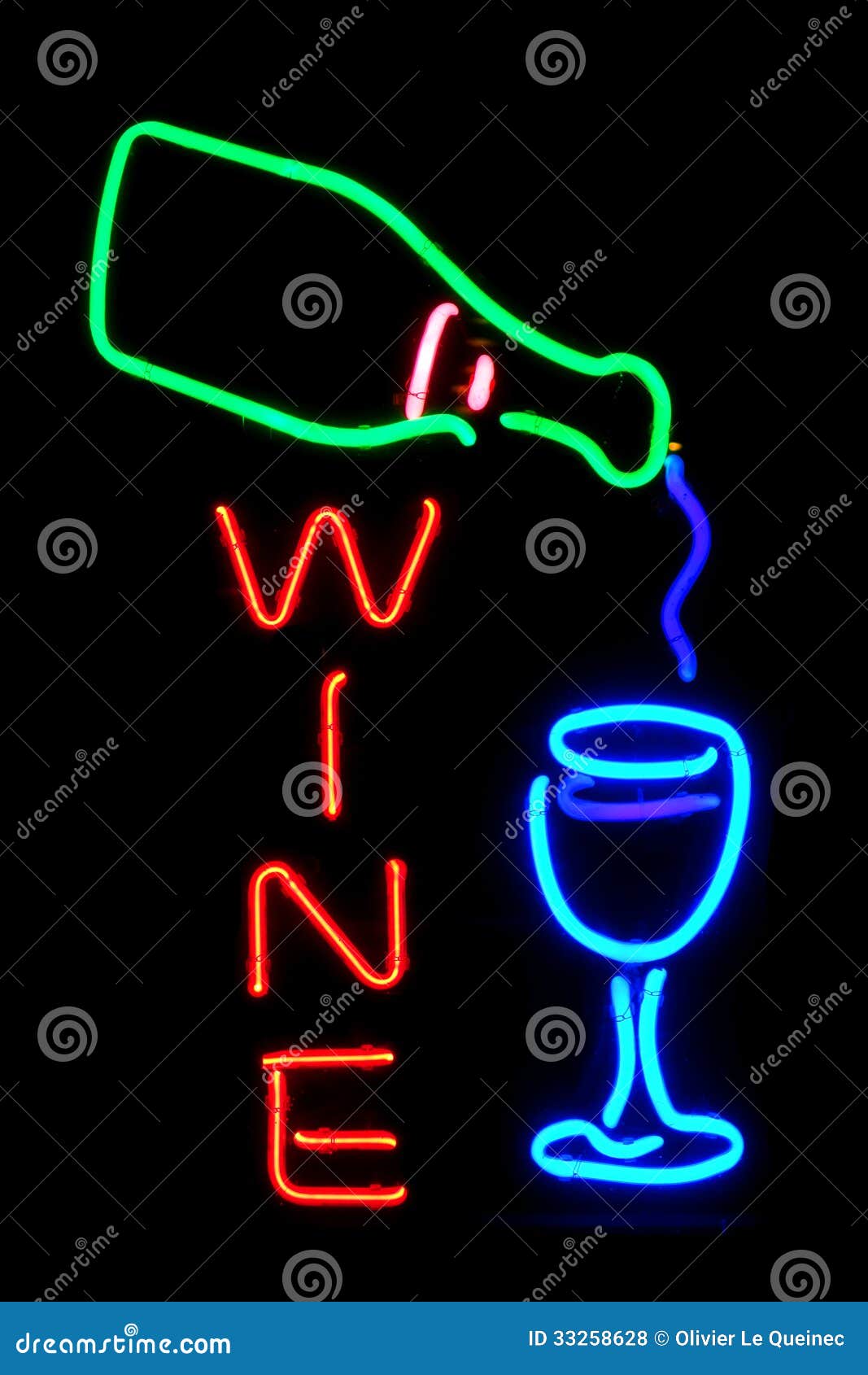 Wine Bottle and Glass Modern Neon Light Store Sign Stock Photo - Image ...