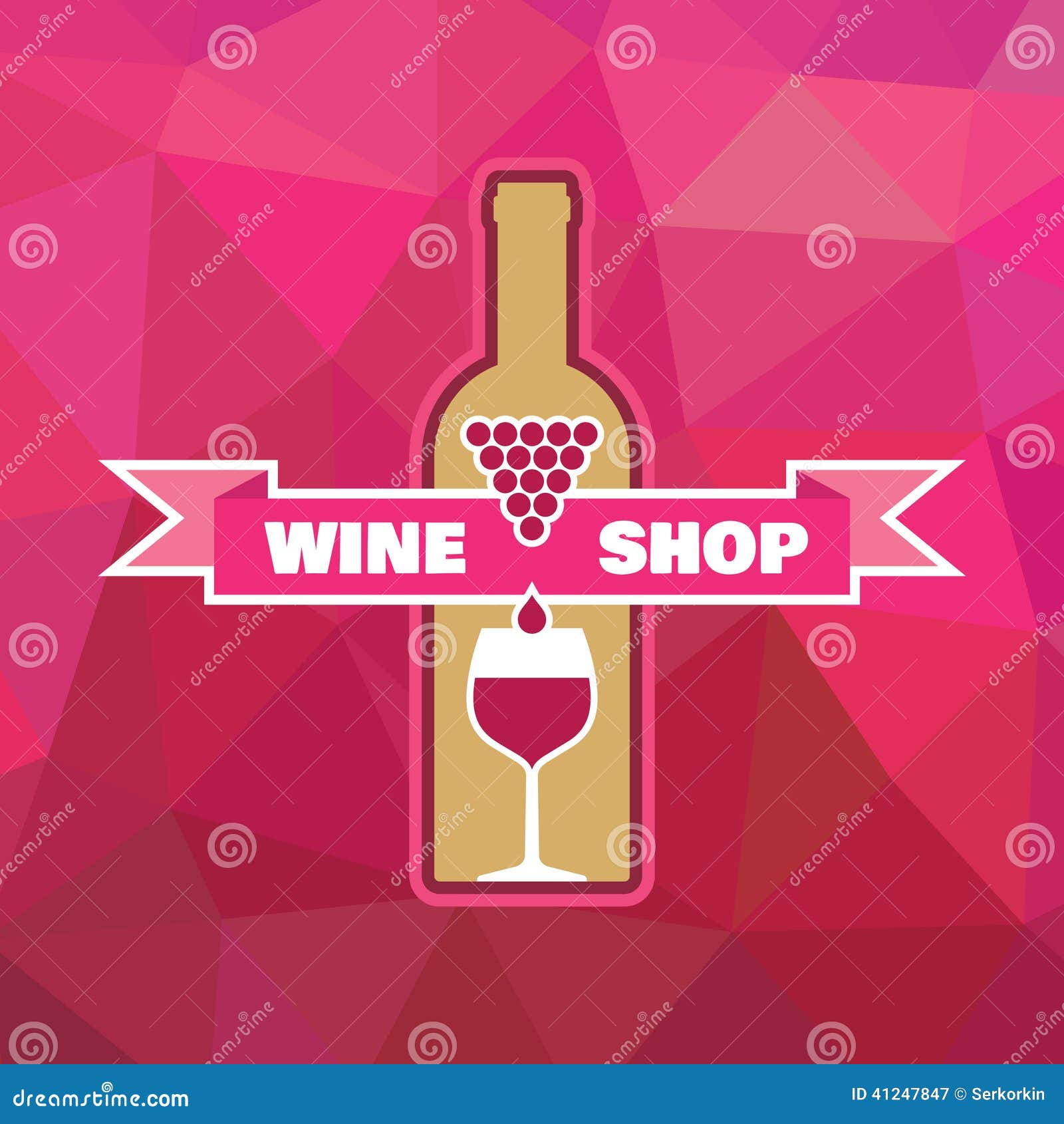 Wine Bottle and Glass with Ribbon Stock Vector - Illustration of design ...