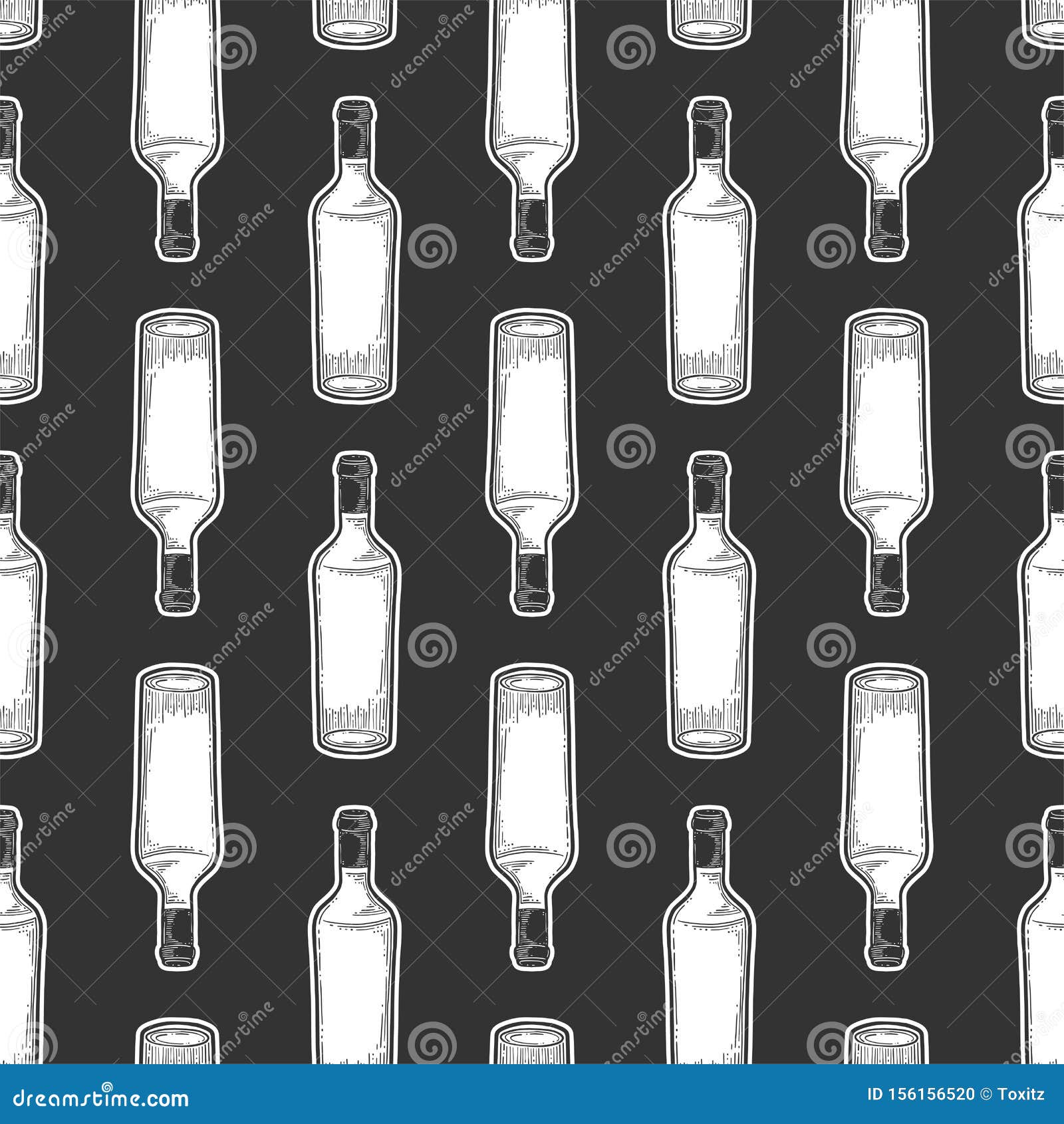 Wine Bottle, Glass. Vector in Doodle and Sketch Style Stock ...