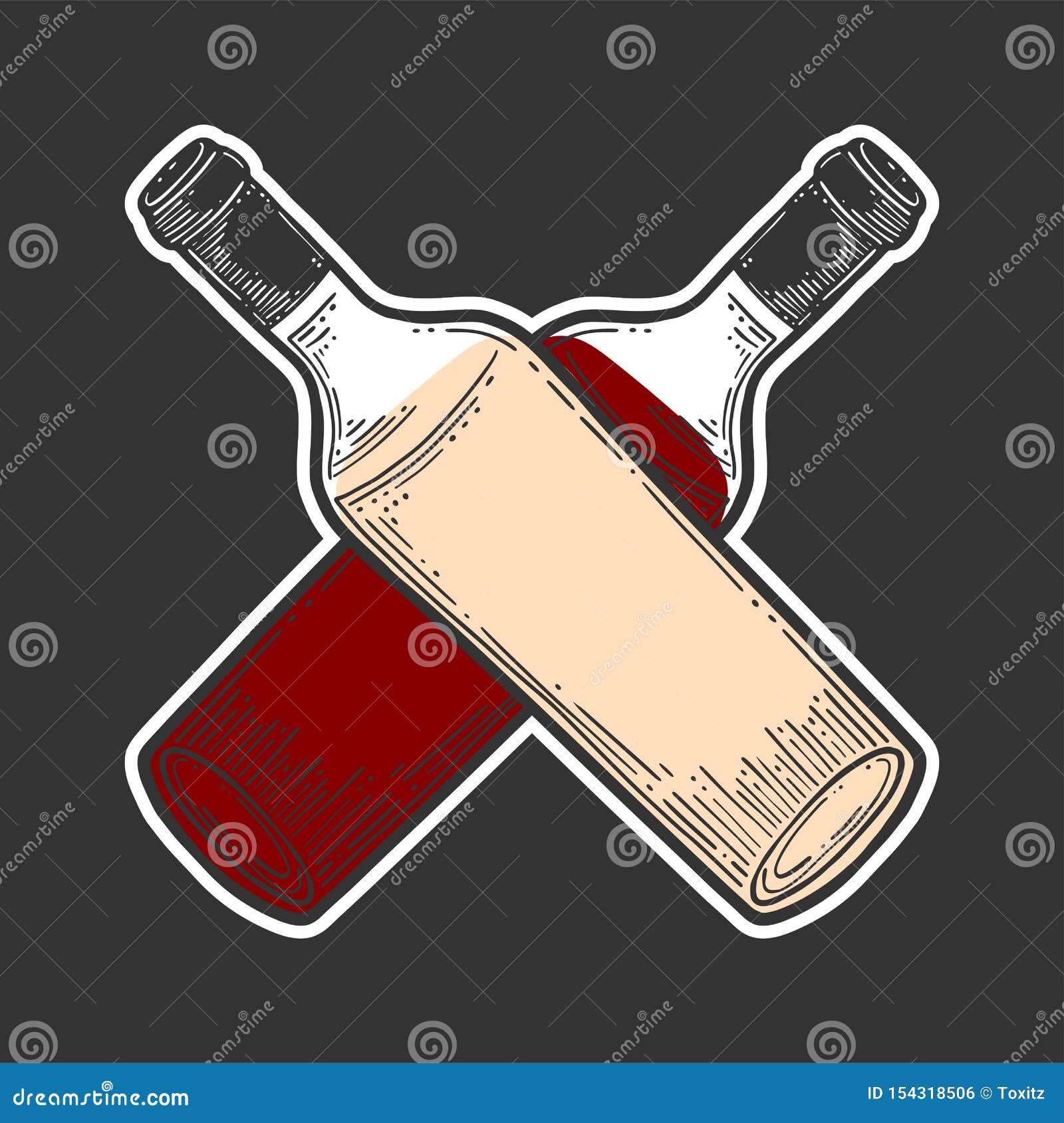 Wine Bottle Glass Vector In Doodle And Sketch Style Stock Illustration Illustration Of Booze