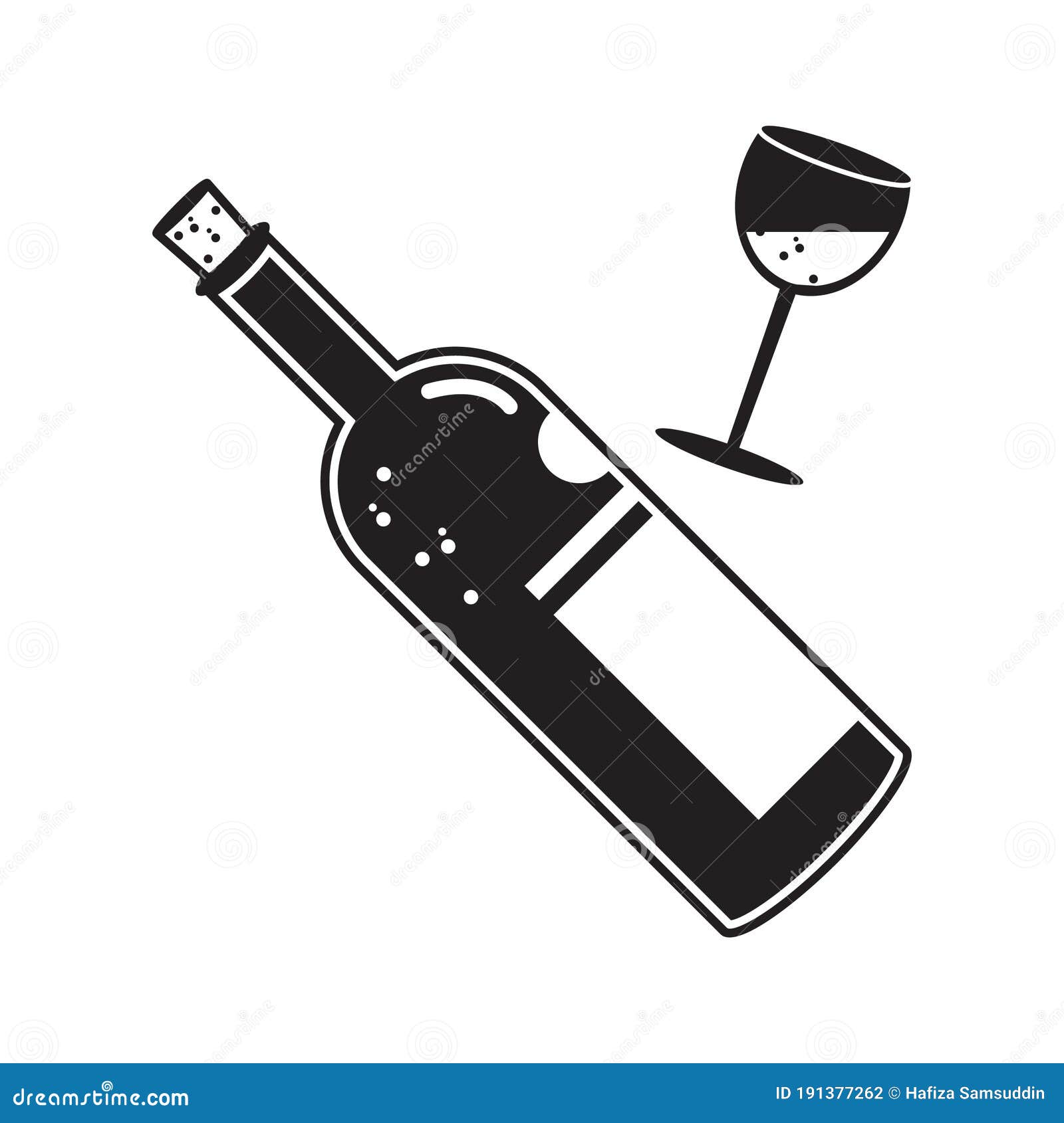 Wine Bottle And Glass Vector Illustration Decorative Design Stock