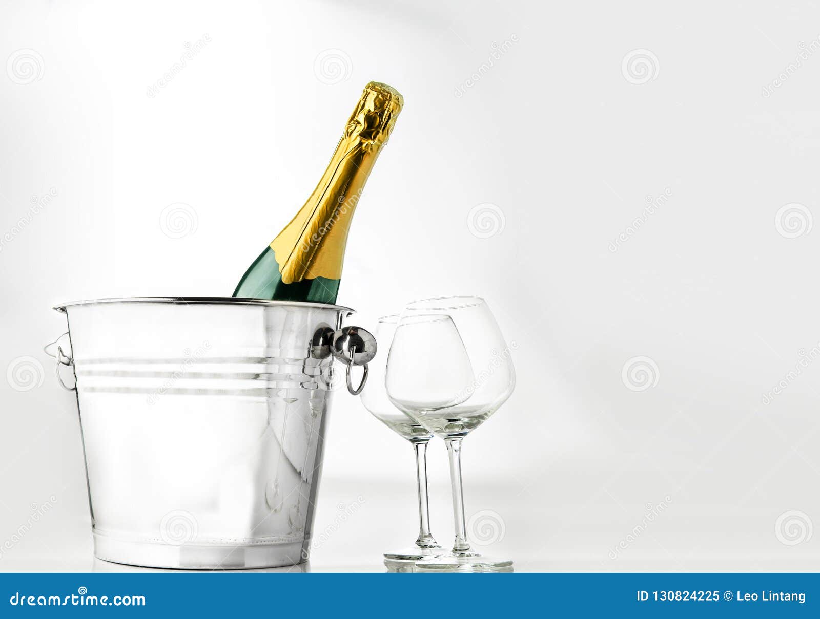 Wine Bottle On Ice Bucket With Two Wine Glasses Stock Image Image Of Product Concept 130824225