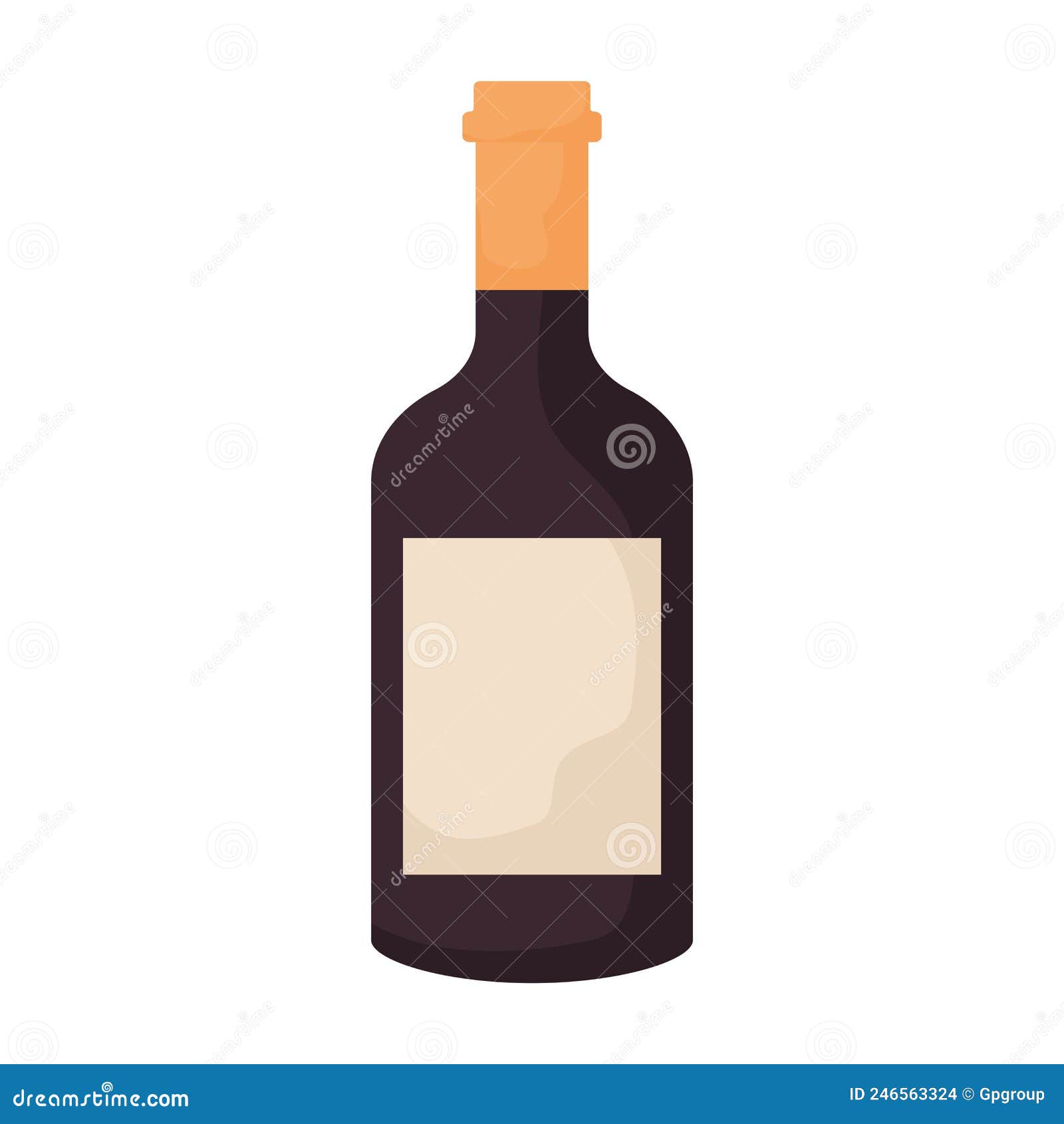 Wine bottle illustration stock vector. Illustration of liqueur - 246563324