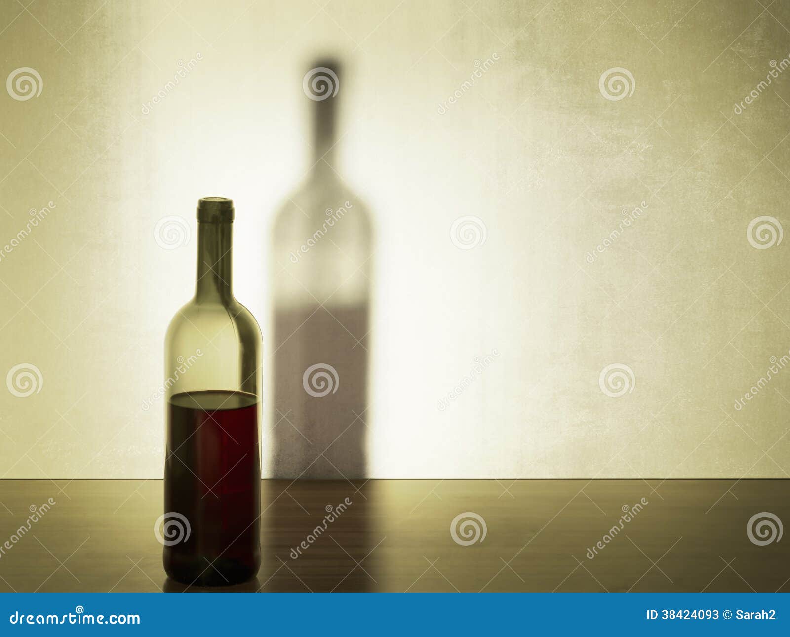 Wine Bottle with Large Shadow. Retro Style Filter. Stock Image - Image ...