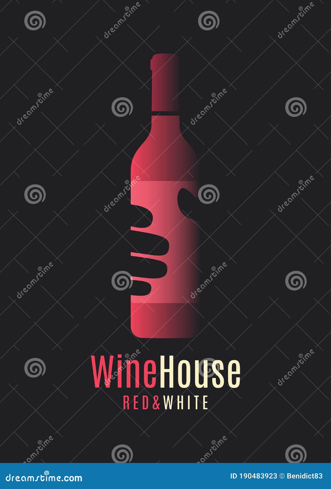 Wine Bottle Logo. Hand Hold Wine on Background Stock Vector ...