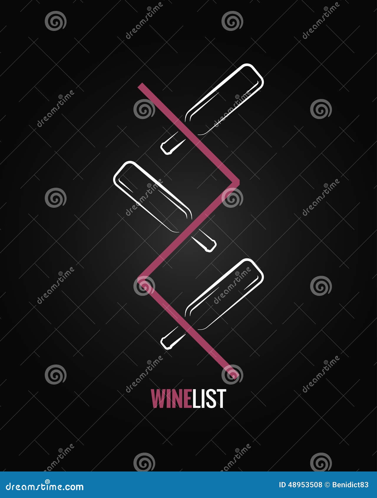 Wine Bottle, Glass, Grape Vine, Leaf Icons. Food And Drink Background ...