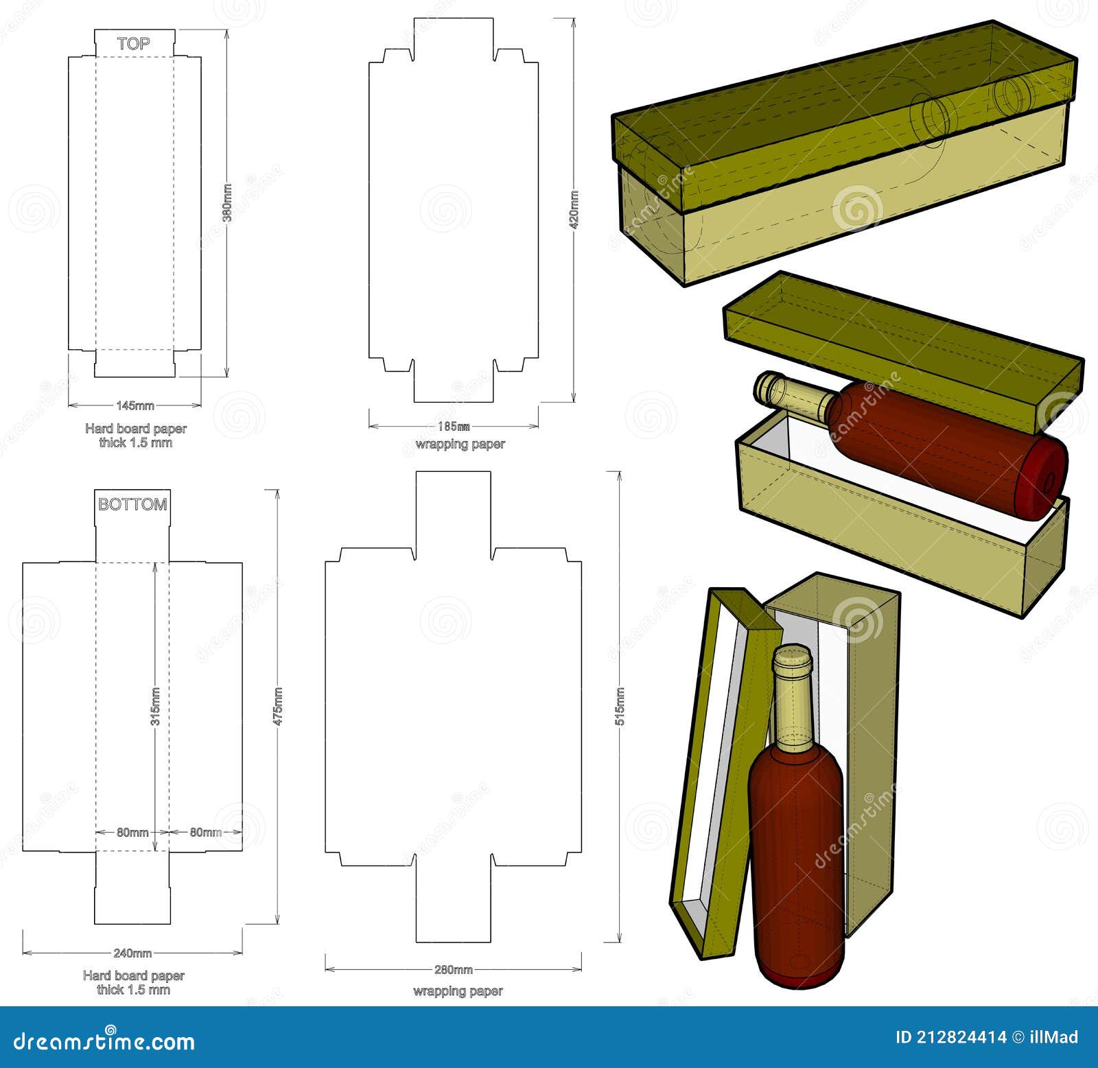 Rigid Box Top And Bottom Hard Board Paper Thicknes 1.75mm Internal ...