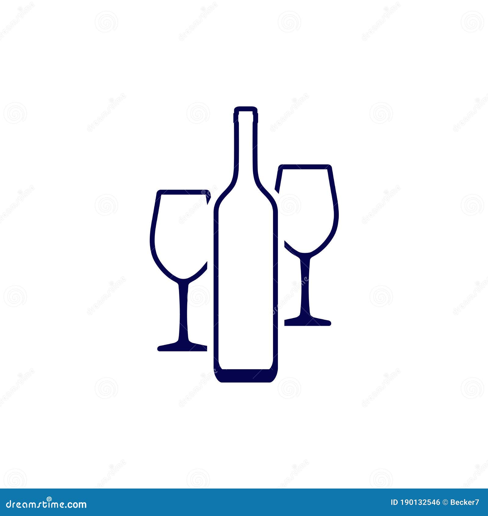 Wine Bottle and Two Wine Glasses that Standing Behind the Bottle ...