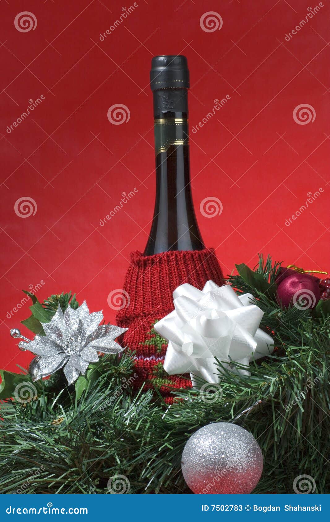 Wine Bottle Wrapped for Christmas Gift Stock Image - Image of year ...