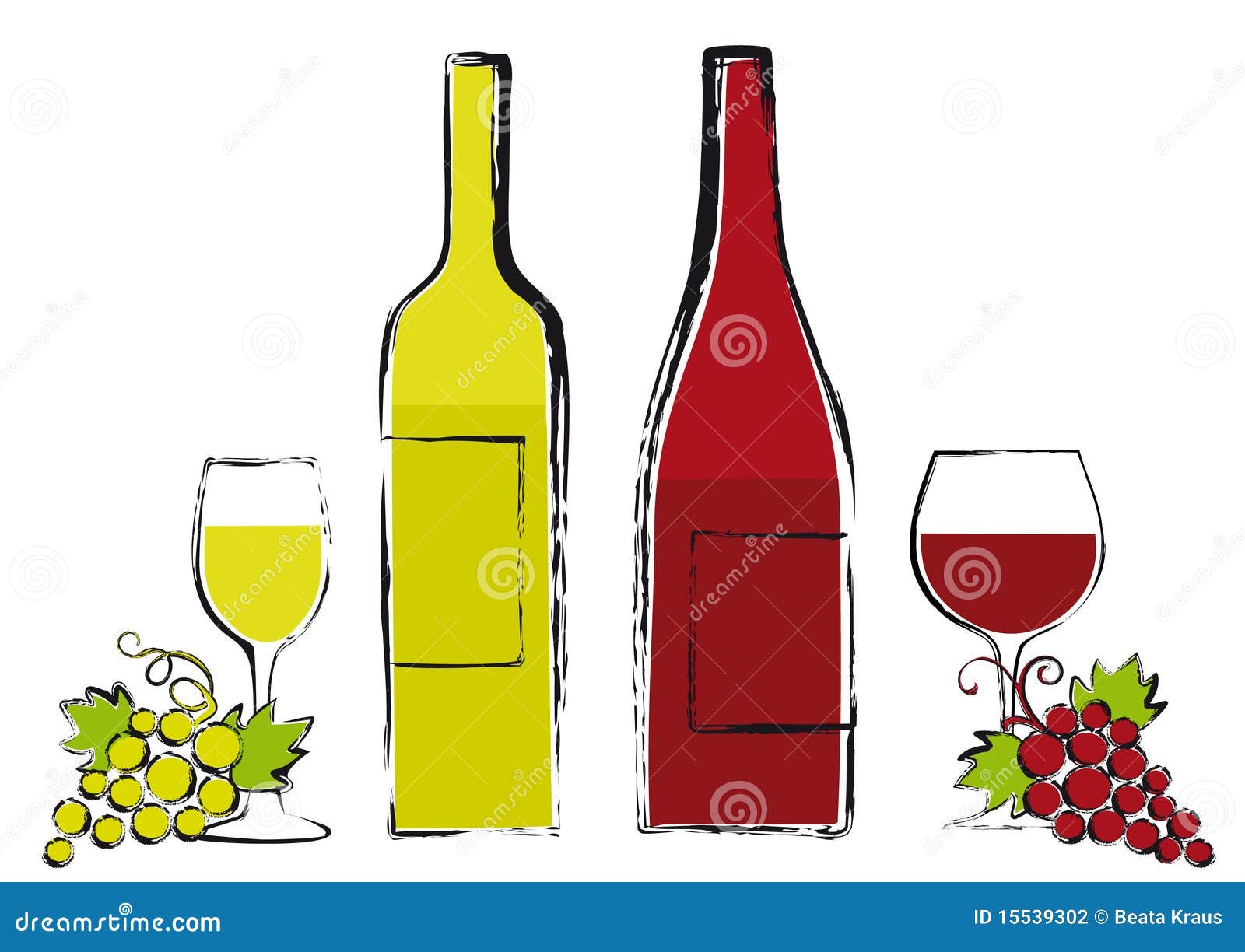 Wine Bottles with Glasses and Grapes Stock Vector - Illustration of ...