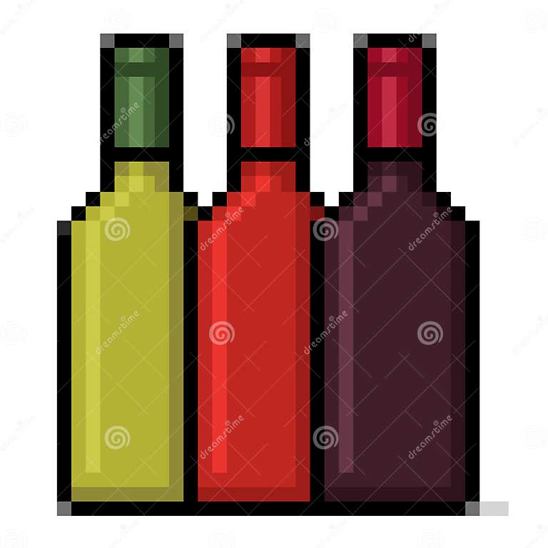 Wine bottles pixel art stock illustration. Illustration of pixel - 78792347