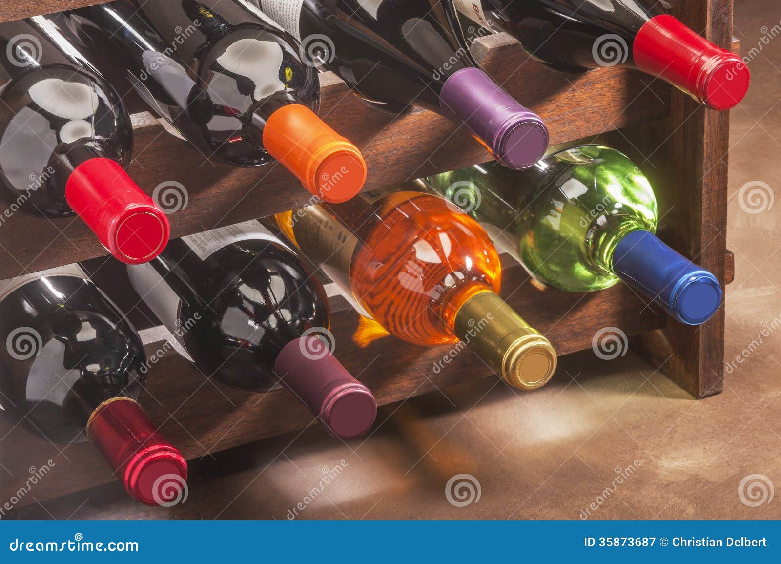 Wine Bottles Stacked in a Rack Stock Image - Image of industrial ...