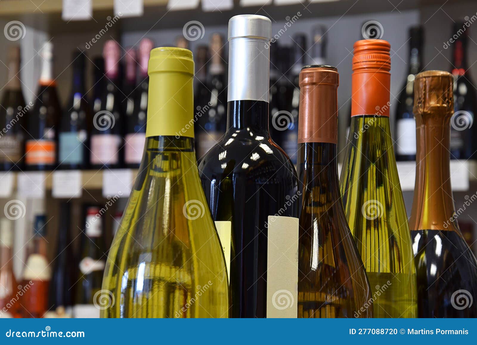 Wine Bottles in Wine Store, Restaurant, Cafe, Bar and Ready for Home ...