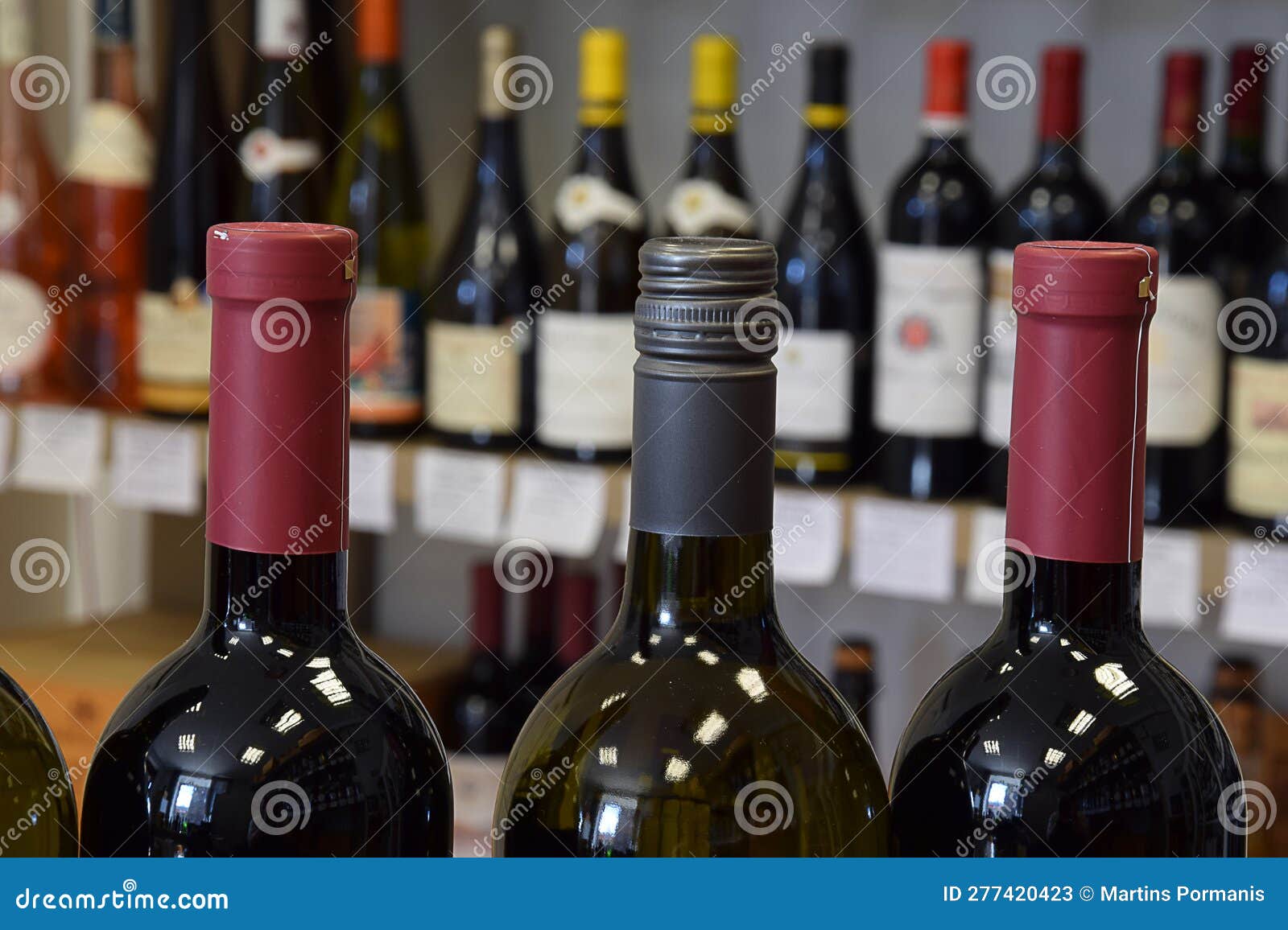 Wine Bottles in Wine Store, Restaurant, Cafe, Bar and Ready for Home ...