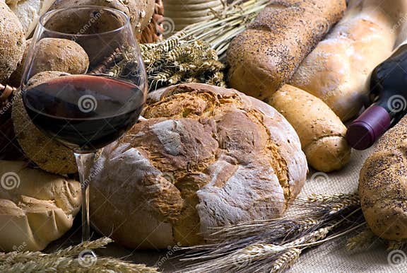 Wine and Bread 2 12-10 stock photo. Image of beverage - 1635598