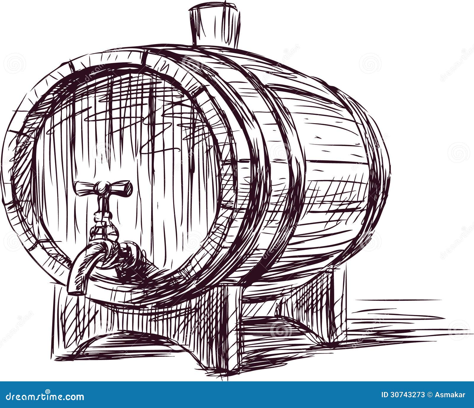 Wine cask stock vector. Illustration of faucet, textured - 30743273