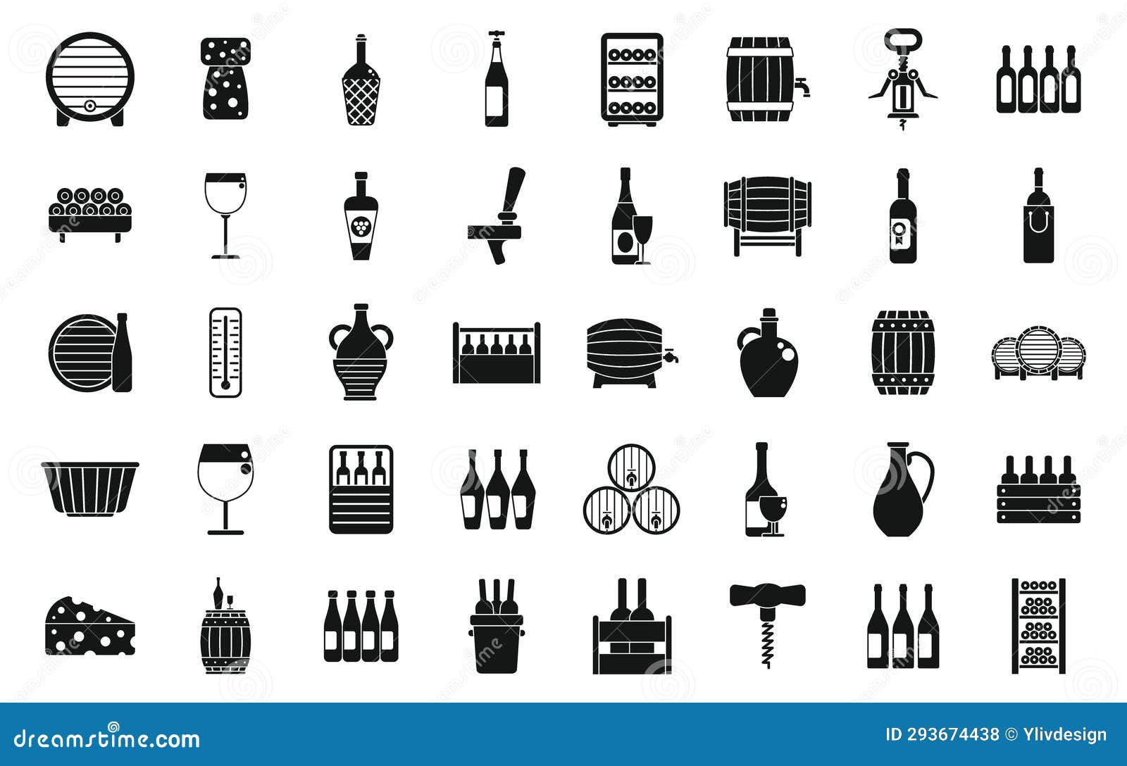 Wine Cellar Icons Set Simple Vector. Barrel Keg Stock Illustration ...