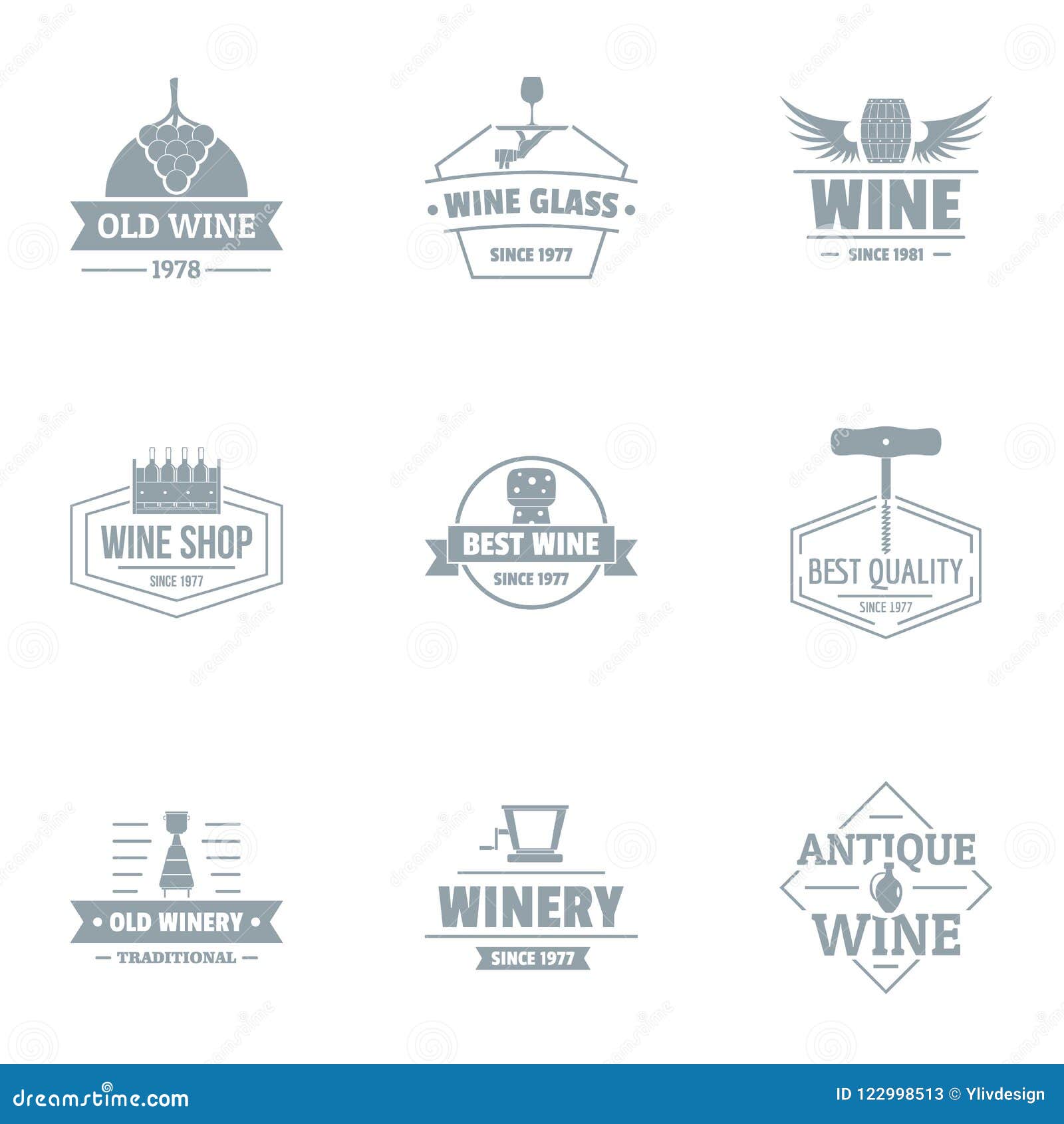 Wine Cellar Logo Set, Simple Style Stock Vector - Illustration of black ...
