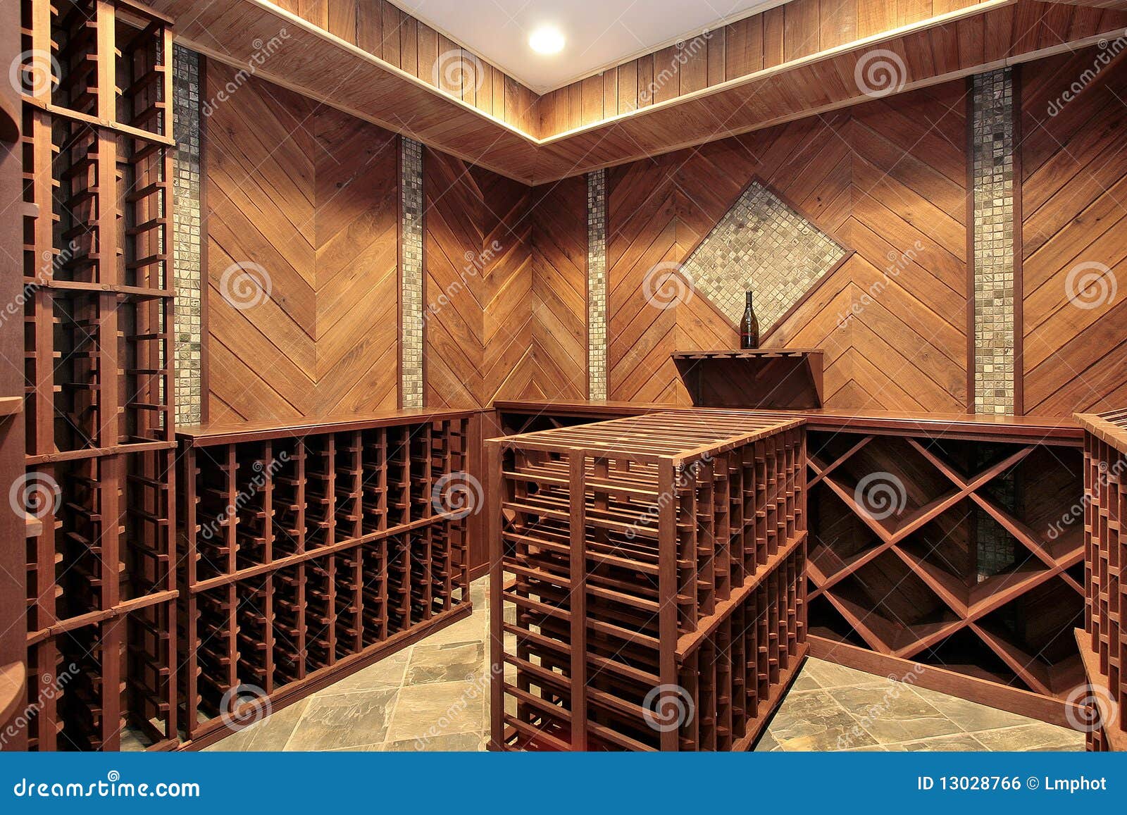 Wine Cellar with Multiple Racks Stock Photo - Image of residential ...