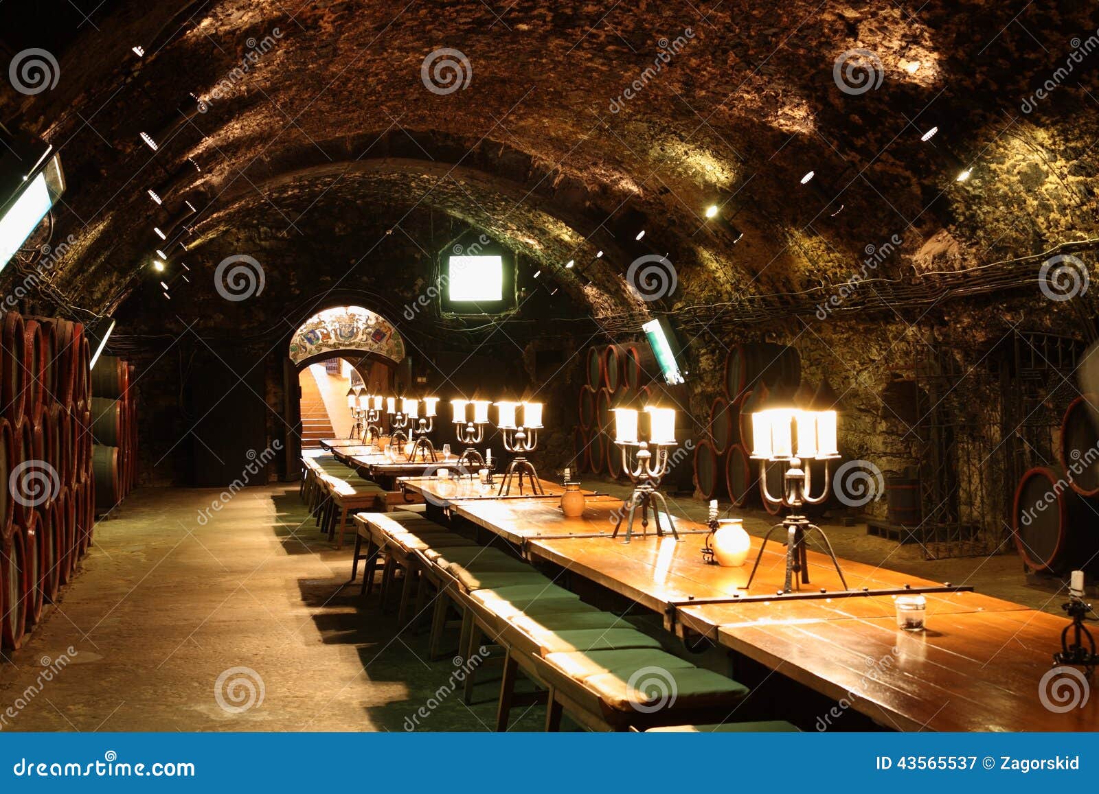 Wine cellar stock image. Image of barrel, perspective - 43565537