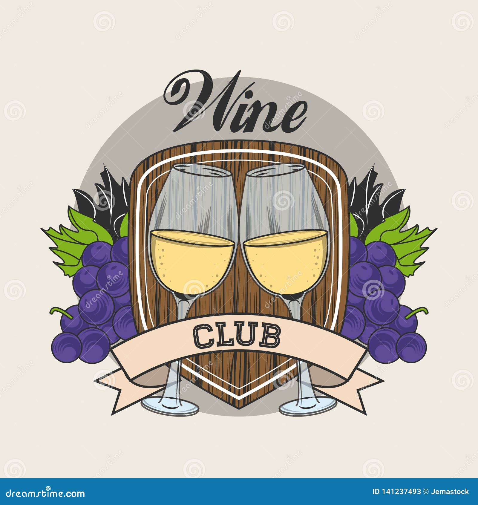 Wine club emblem stock vector. Illustration of cups - 141237493