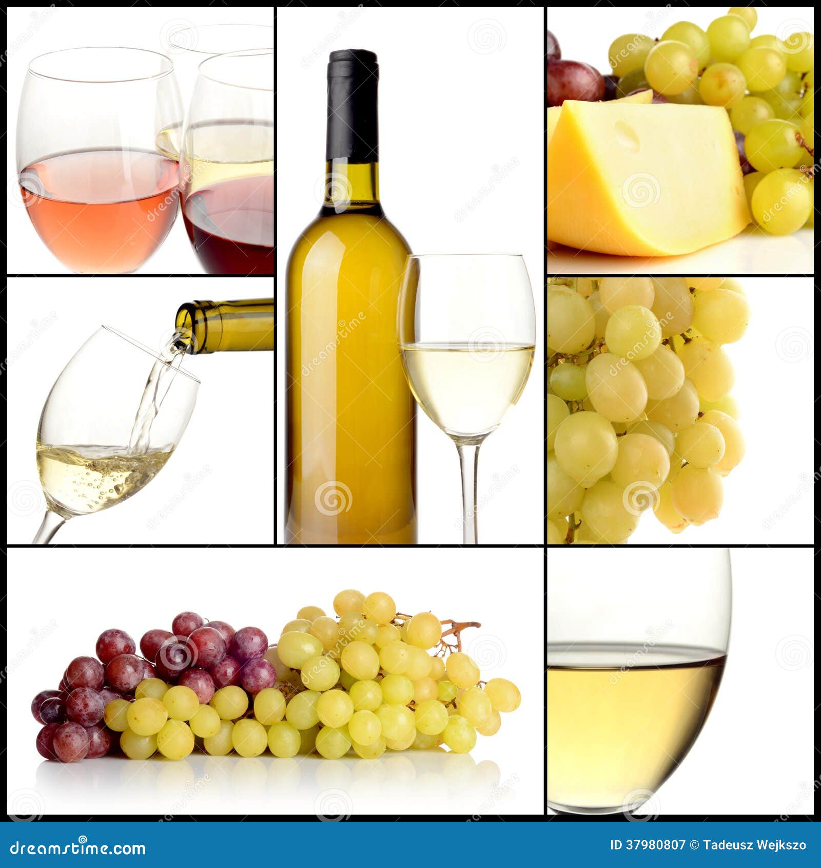 Wine Collage Design Template. A Panorama Of Many Photos Of Wine Glasses ...