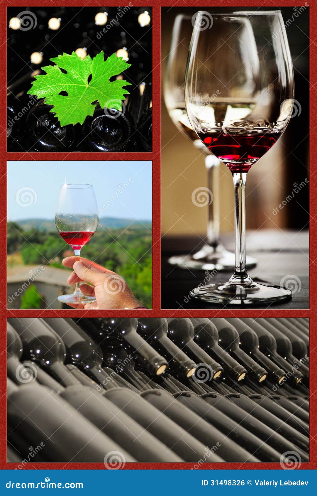Wine Collage Design Template. A Panorama Of Many Photos Of Wine Glasses ...