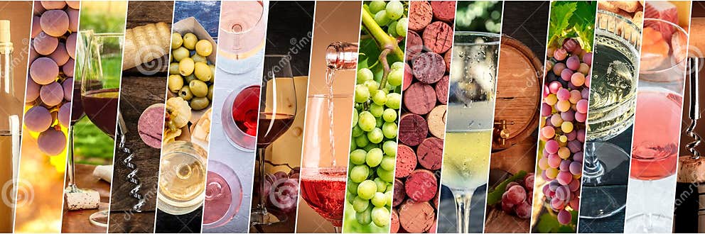 Wine Collage. Wine Glasses and Grapes, a Drinks Layout for a Restaurant ...