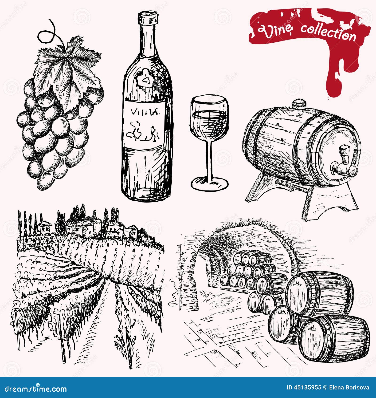 Wine collection stock vector. Illustration of collection - 45135955