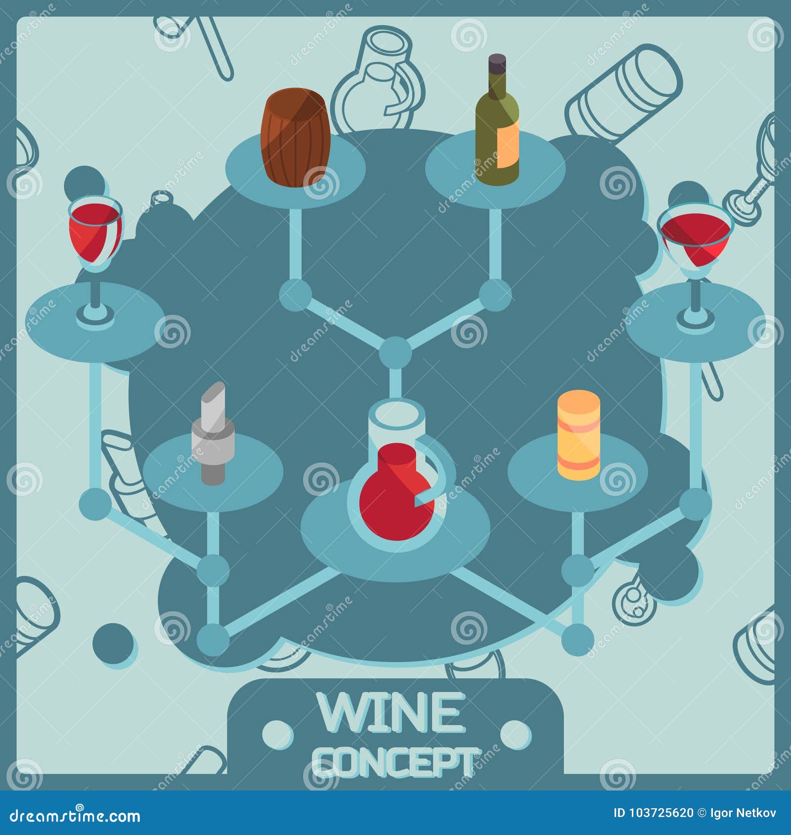 Wine Color Isometric Concept Icons Stock Vector Illustration Of